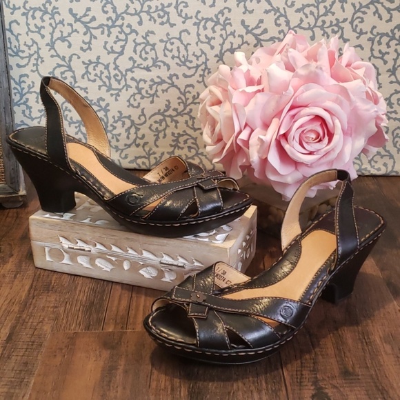Born | Shoes | Born Black Hand Crafted Leather Slingback Heels | Poshmark